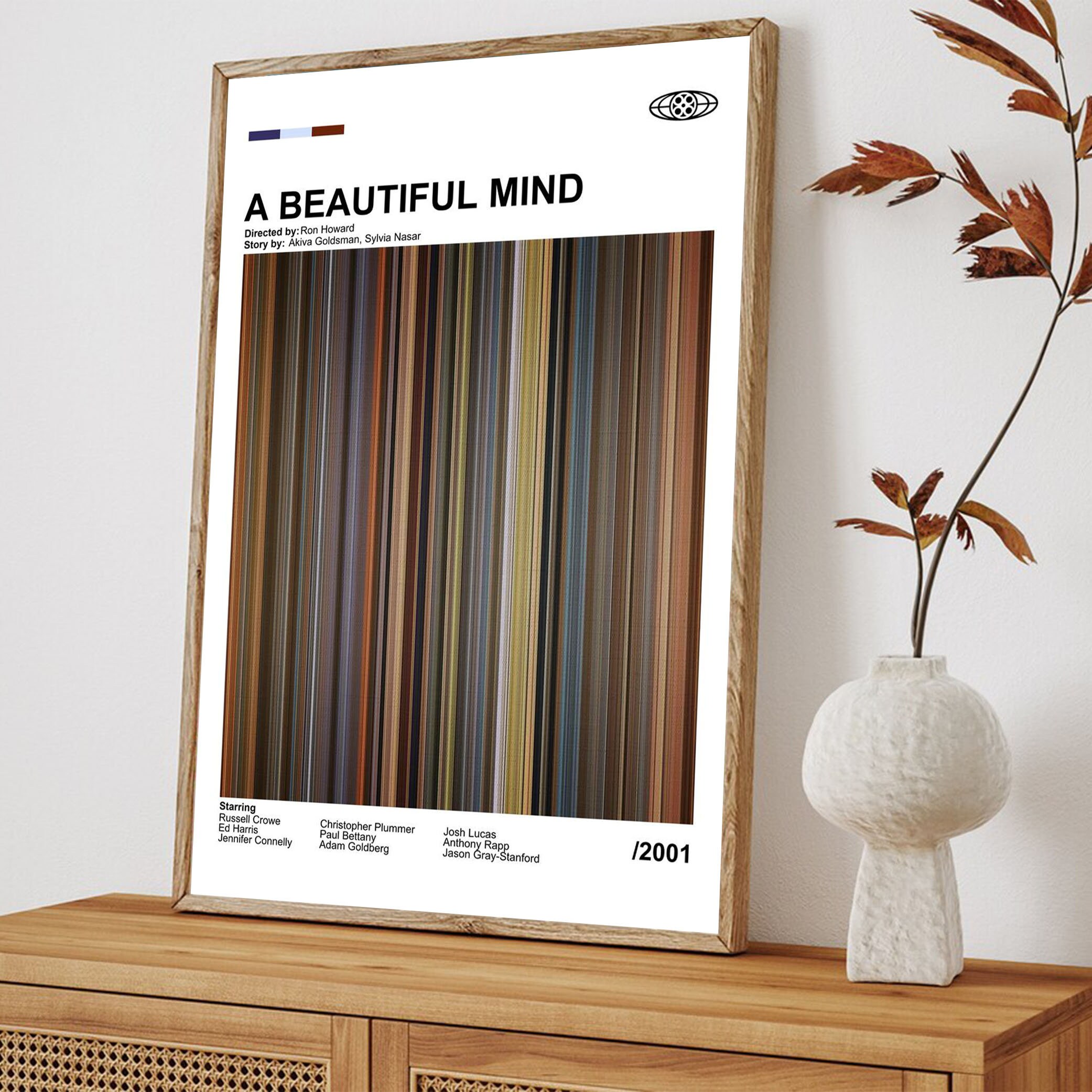 A Beautiful Mind Poster Barcode Movie Art Vintage Vertical - Etsy