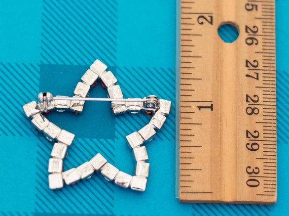 Vintage Red & Colorless Rhinestones Star Brooch - Z1 - Gem