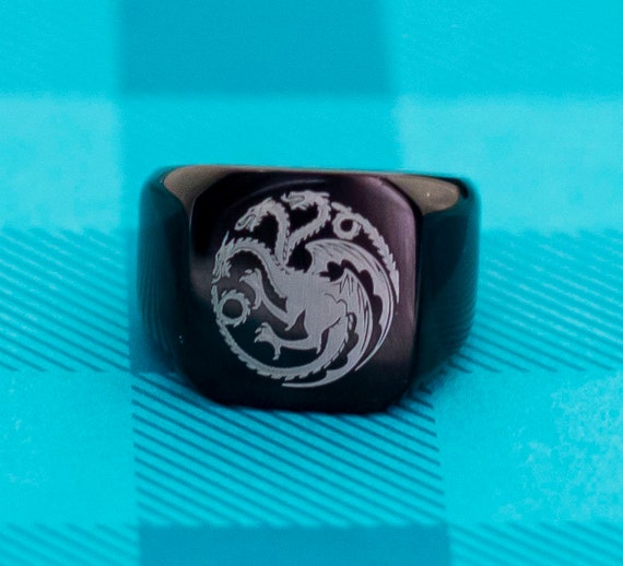 Vintage Hydra Dragon Emblem Black Stylish Ring Size 1… - Gem