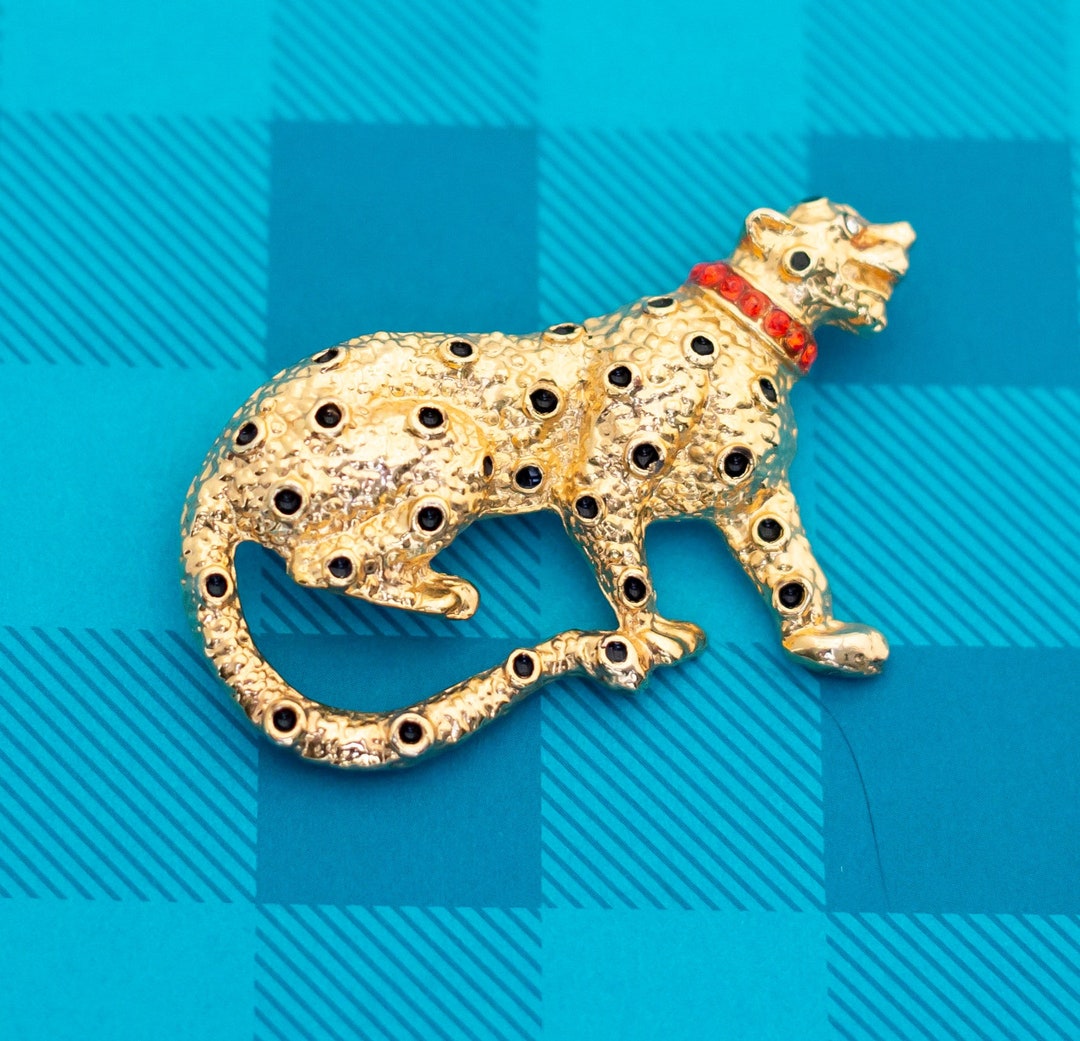 Vintage Spotted Jaguar Gold Tone Stylish Brooch - Z2 - Etsy