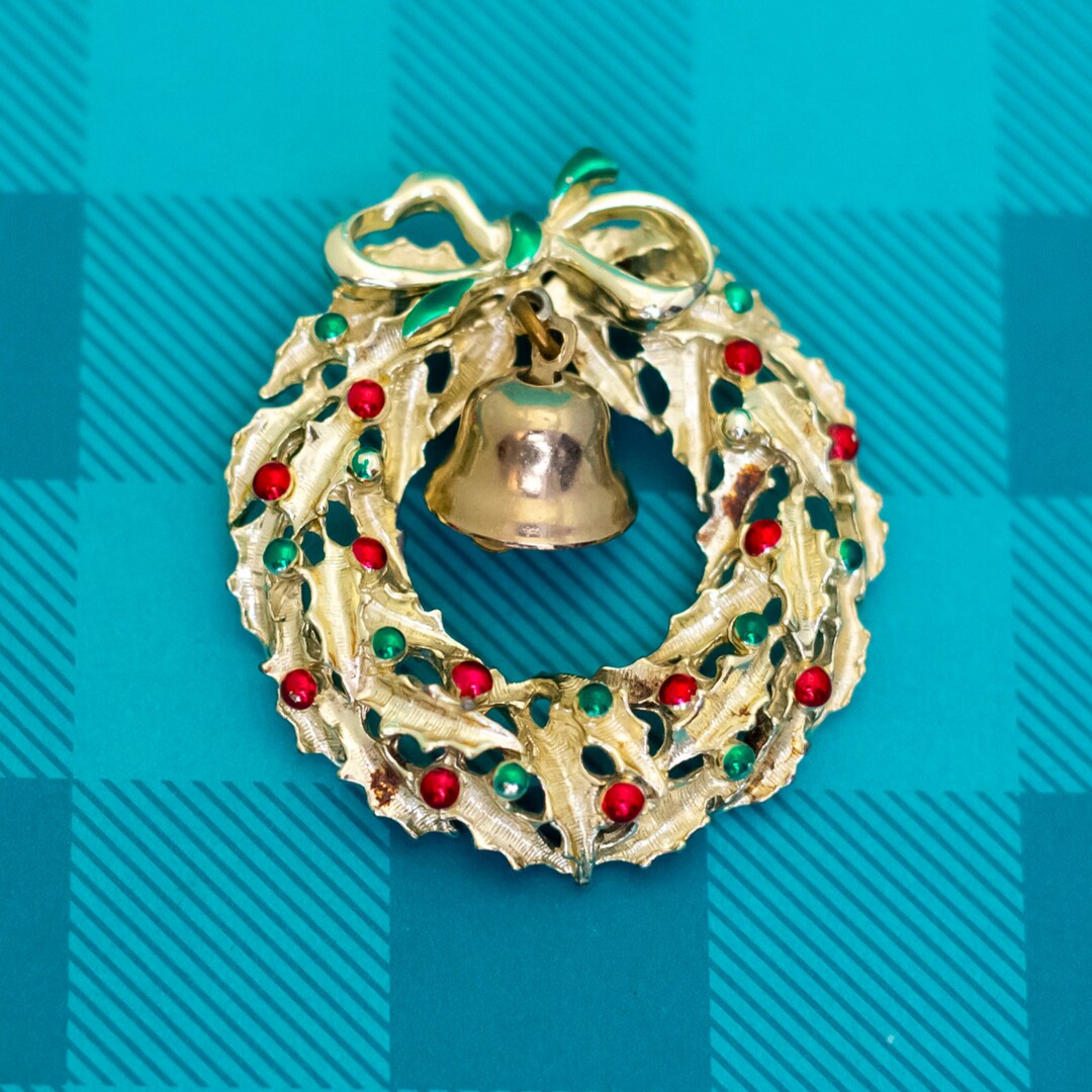 Vintage Advent Wreath Gold Tone Christmas Rhinestones Brooch Z22 - Etsy