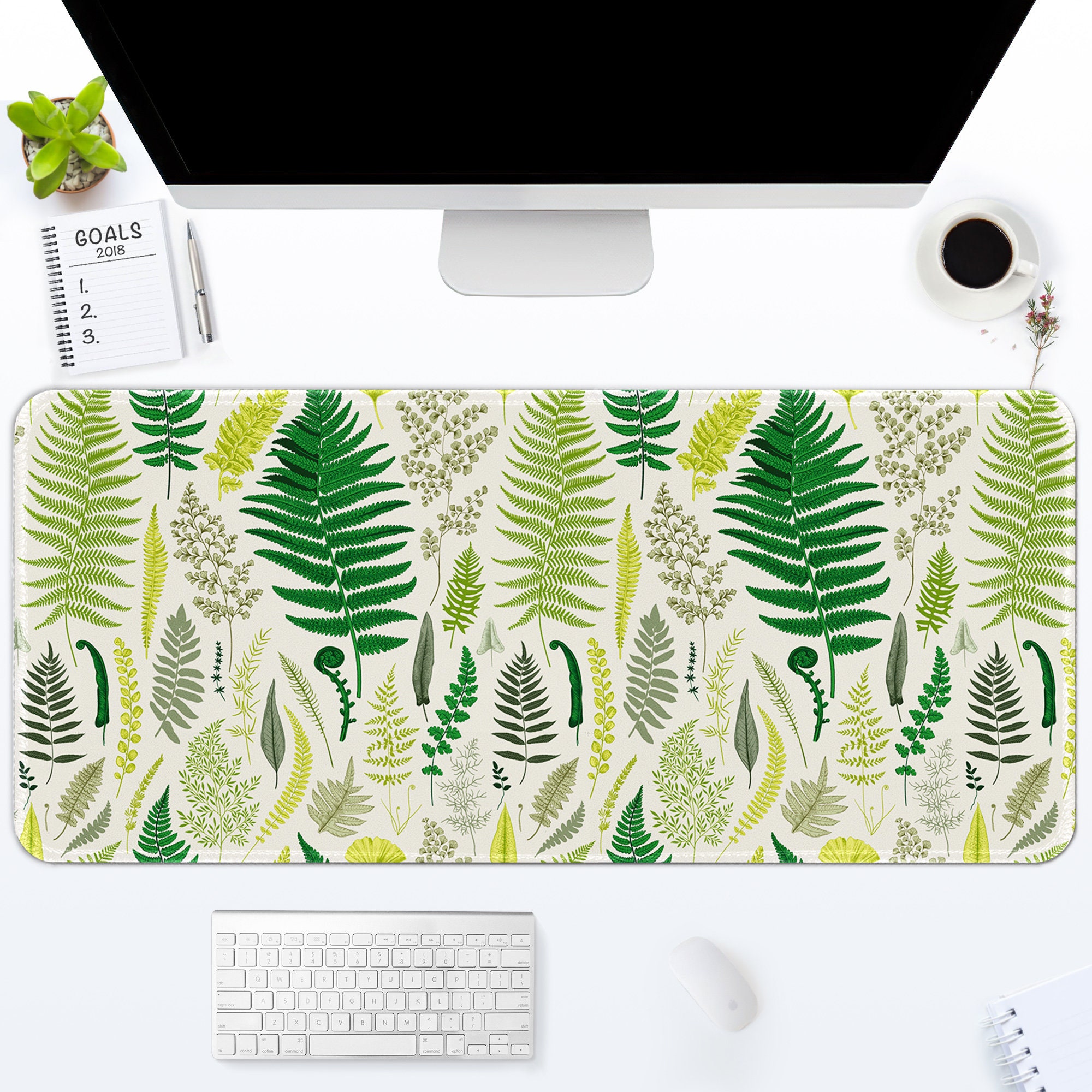 Green Leaves Desk Mat Wild Plant Mouse Pad Vintage Plant Desk - Etsy