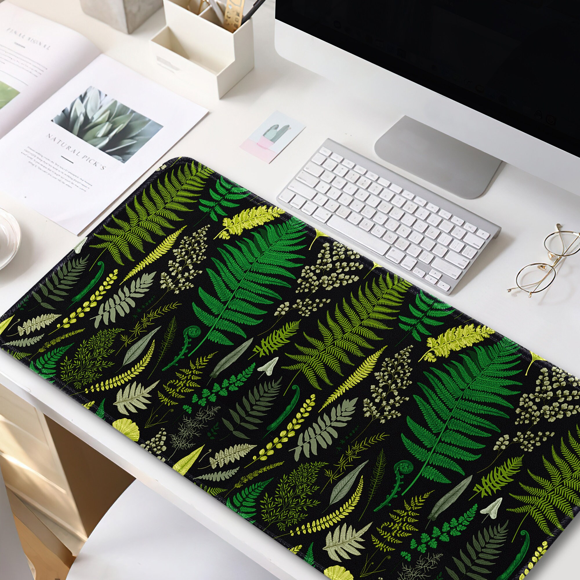 Green Leaves Desk Mat Wild Plant Mouse Pad Vintage Plant Desk - Etsy