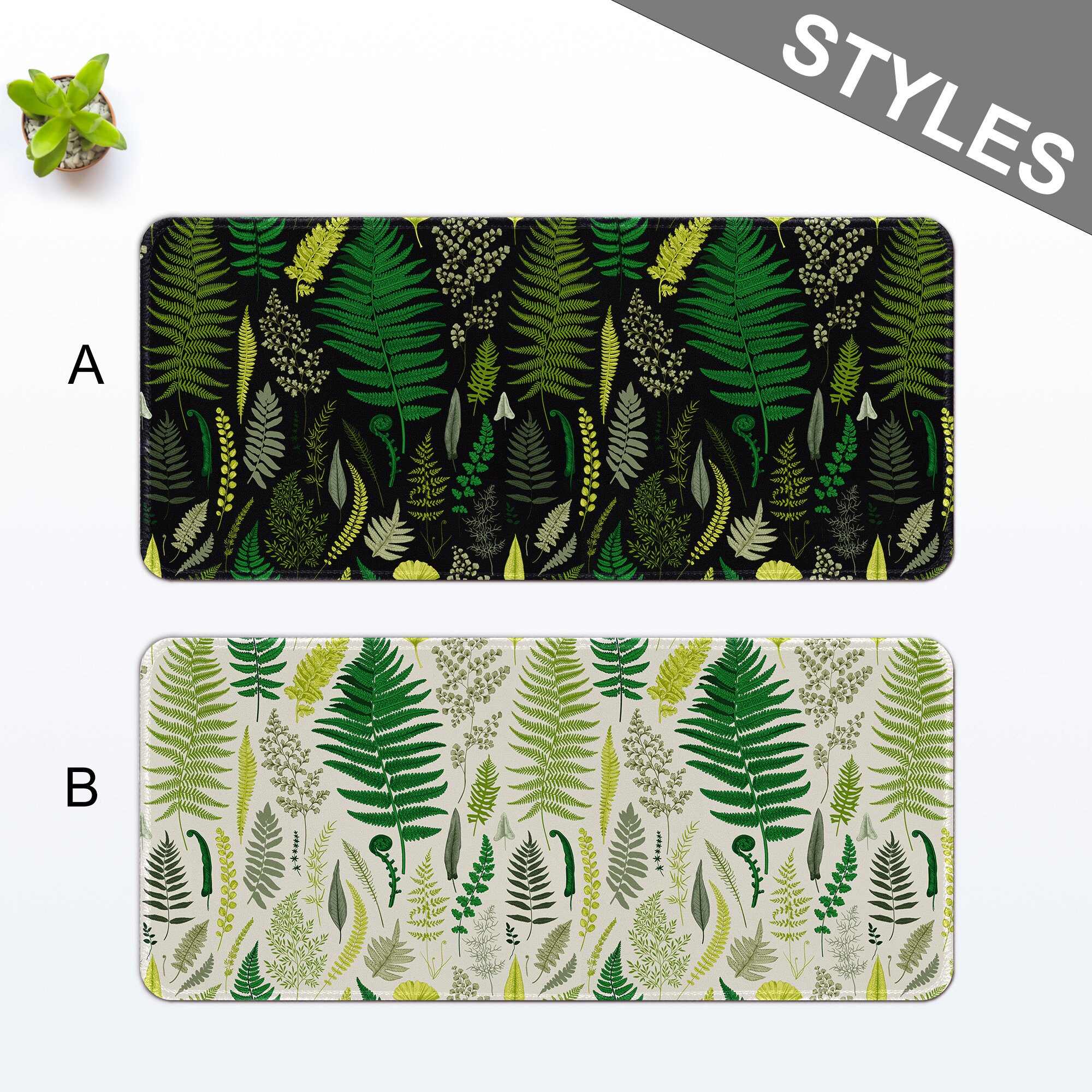 Green Leaves Desk Mat Wild Plant Mouse Pad Vintage Plant Desk - Etsy