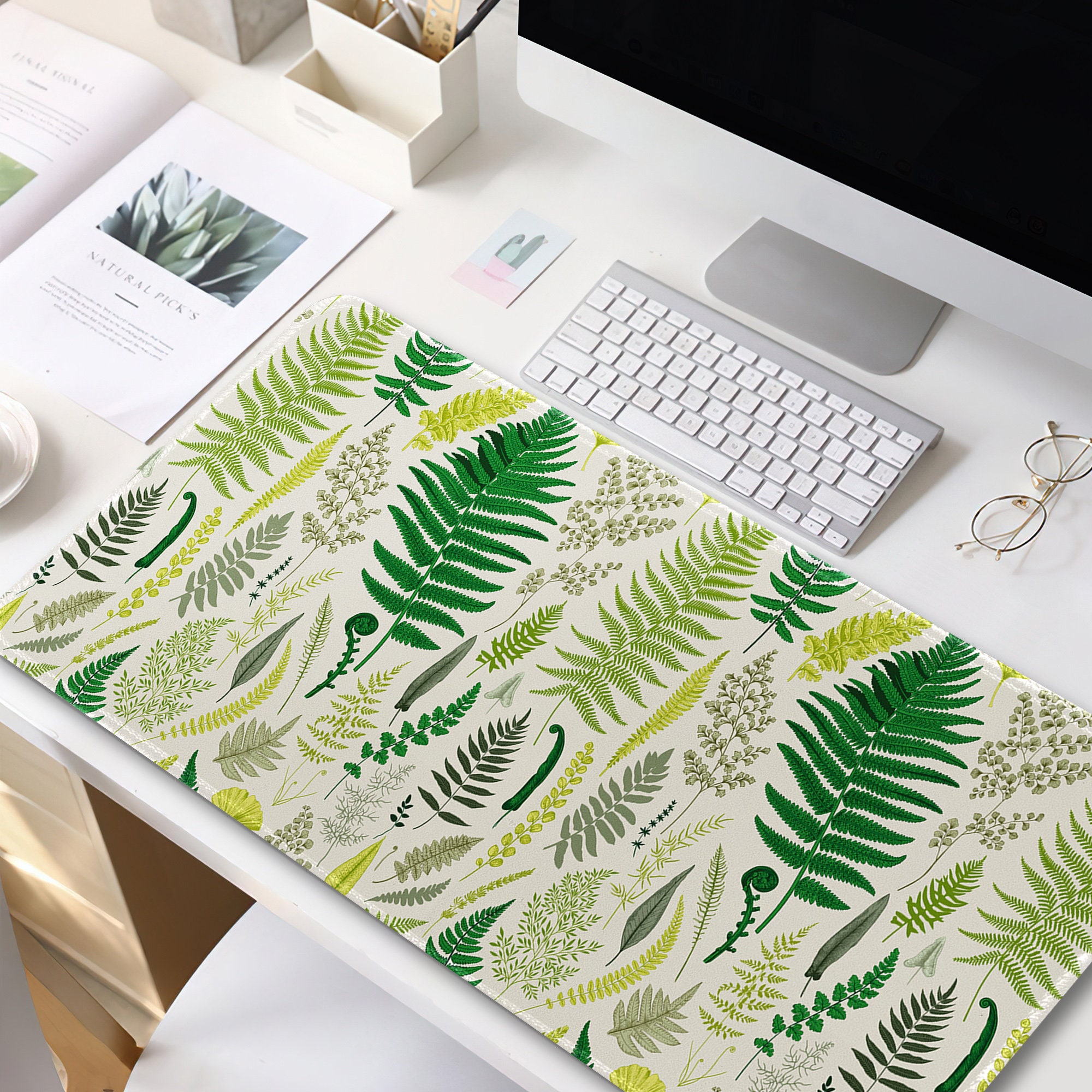 Green Leaves Desk Mat Wild Plant Mouse Pad Vintage Plant Desk - Etsy