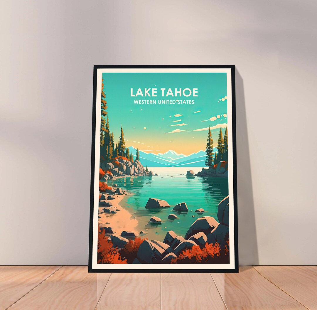 Lake Tahoe Travel Poster Lake Tahoe Poster Lake Tahoe Print - Etsy