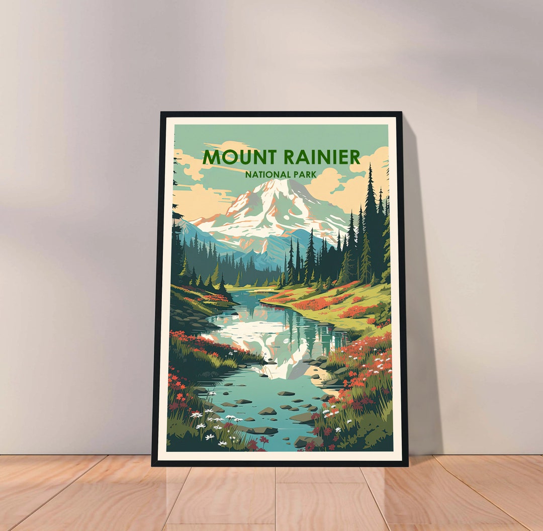 Mount Rainier National Park Poster Mount Rainier Poster - Etsy