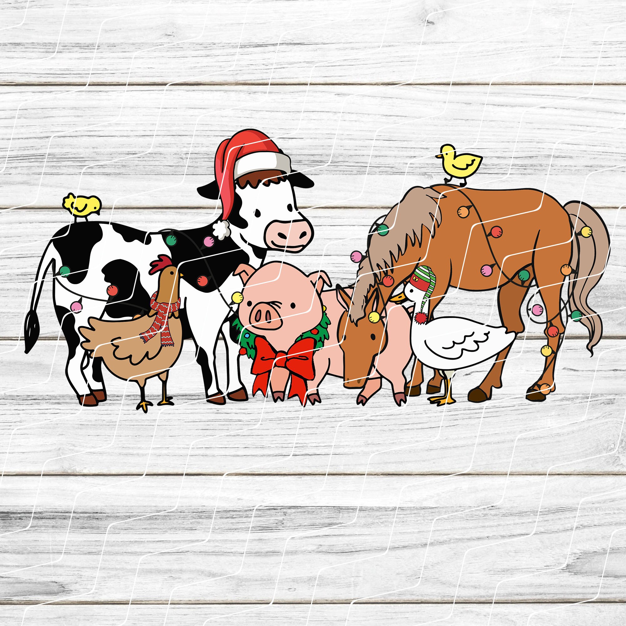 Christmas Farm Animals Png, Cow Christmas Png, Christmas Farm Png ...