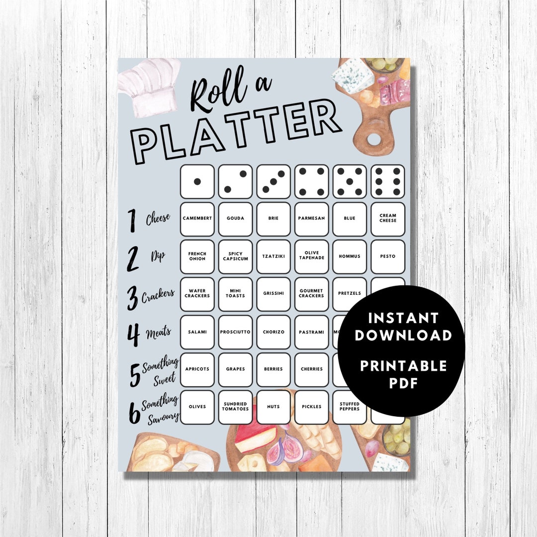 Printable Roll a Platter, Grazing Table, Cheese Board, Charcuterie ...