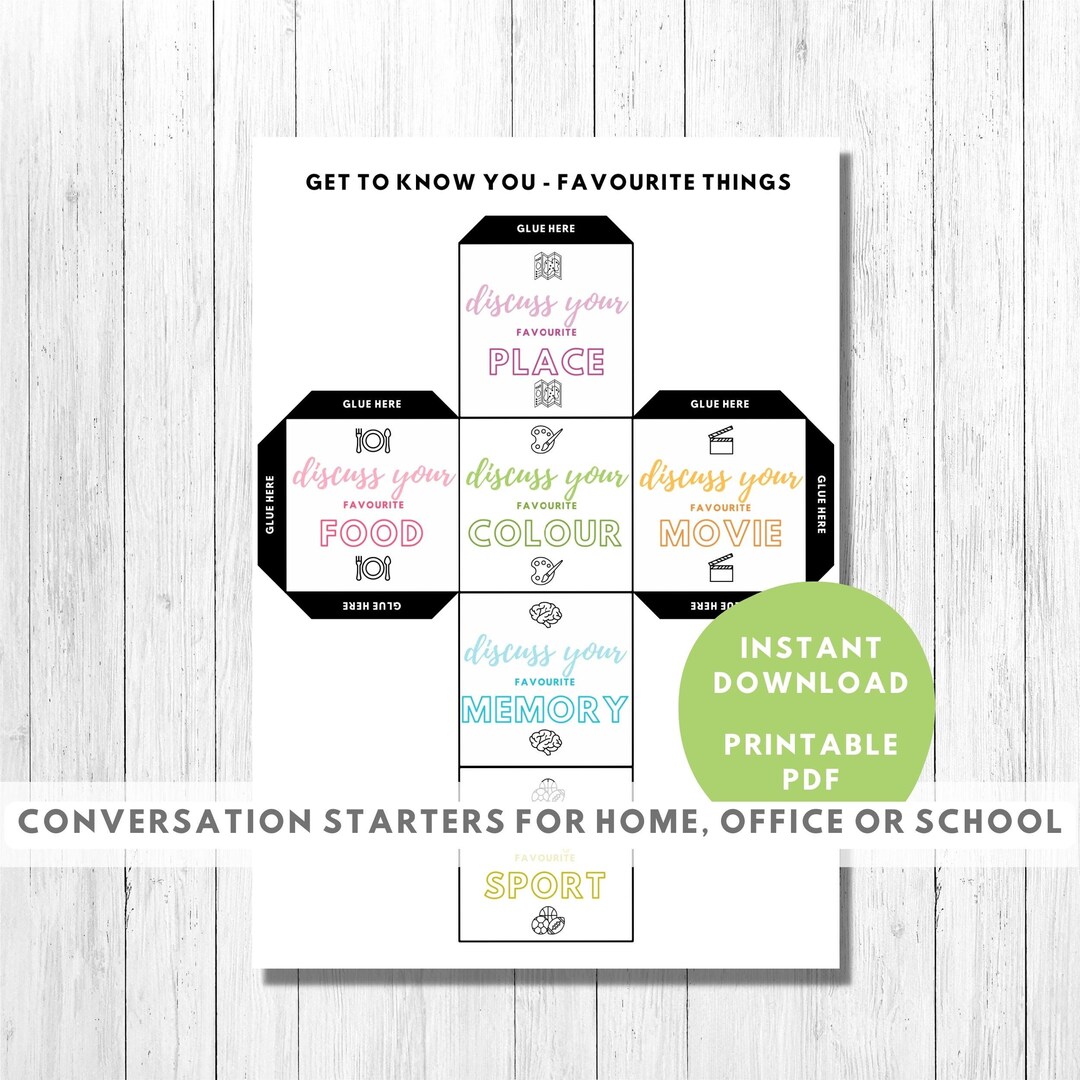 Question Dice Game / Conversation Starters for Home, Office or School ...