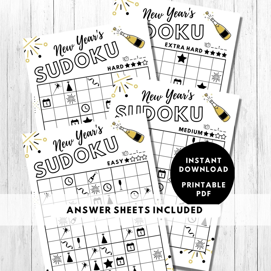 New Year's Sudoku Puzzle Pack / NYE Party Game Bundle / Kids Family ...