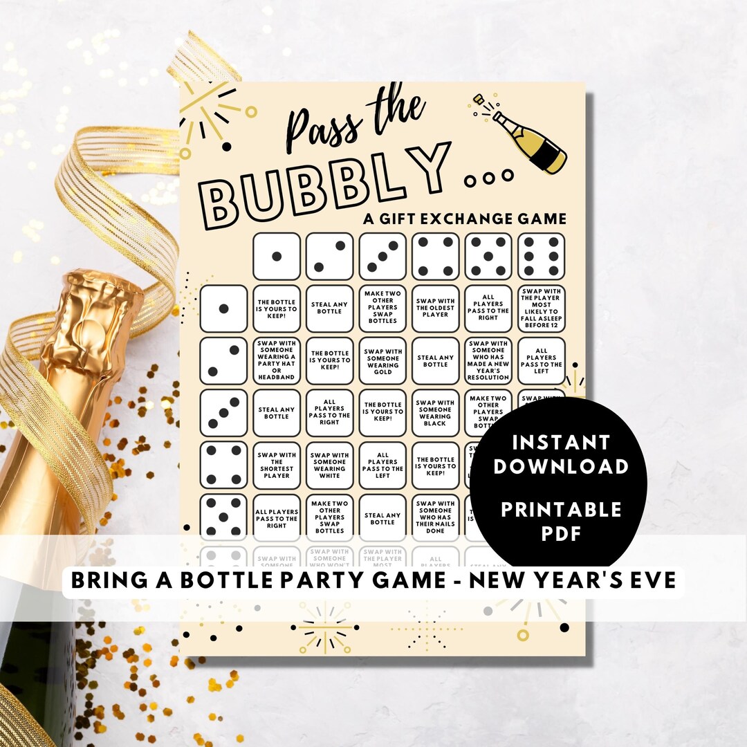 NYE Gift Exchange Printable Dice Game Card / White Elephant / Family ...