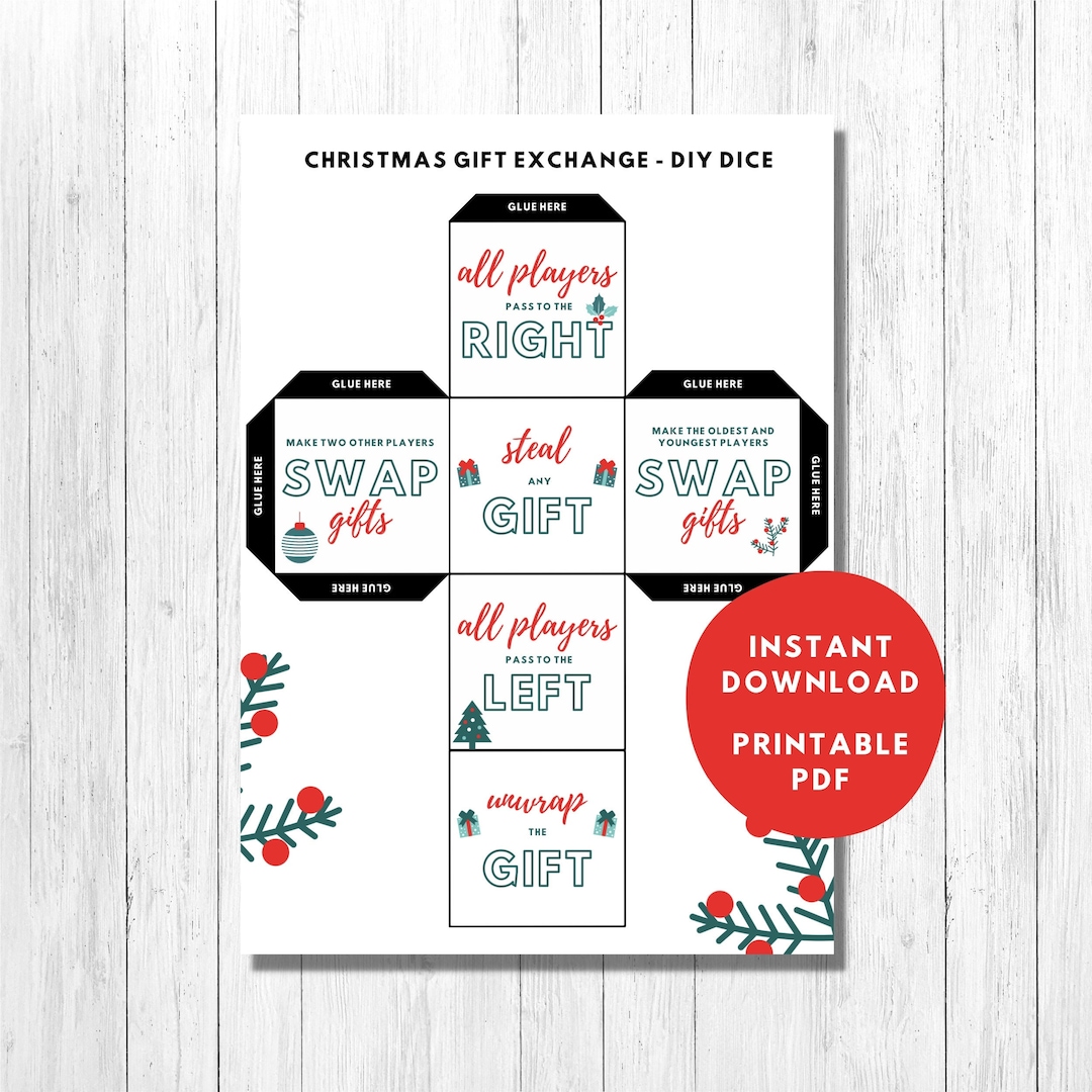 Christmas Gift Exchange Printable DIY Dice Game / Secret Santa / Kris ...