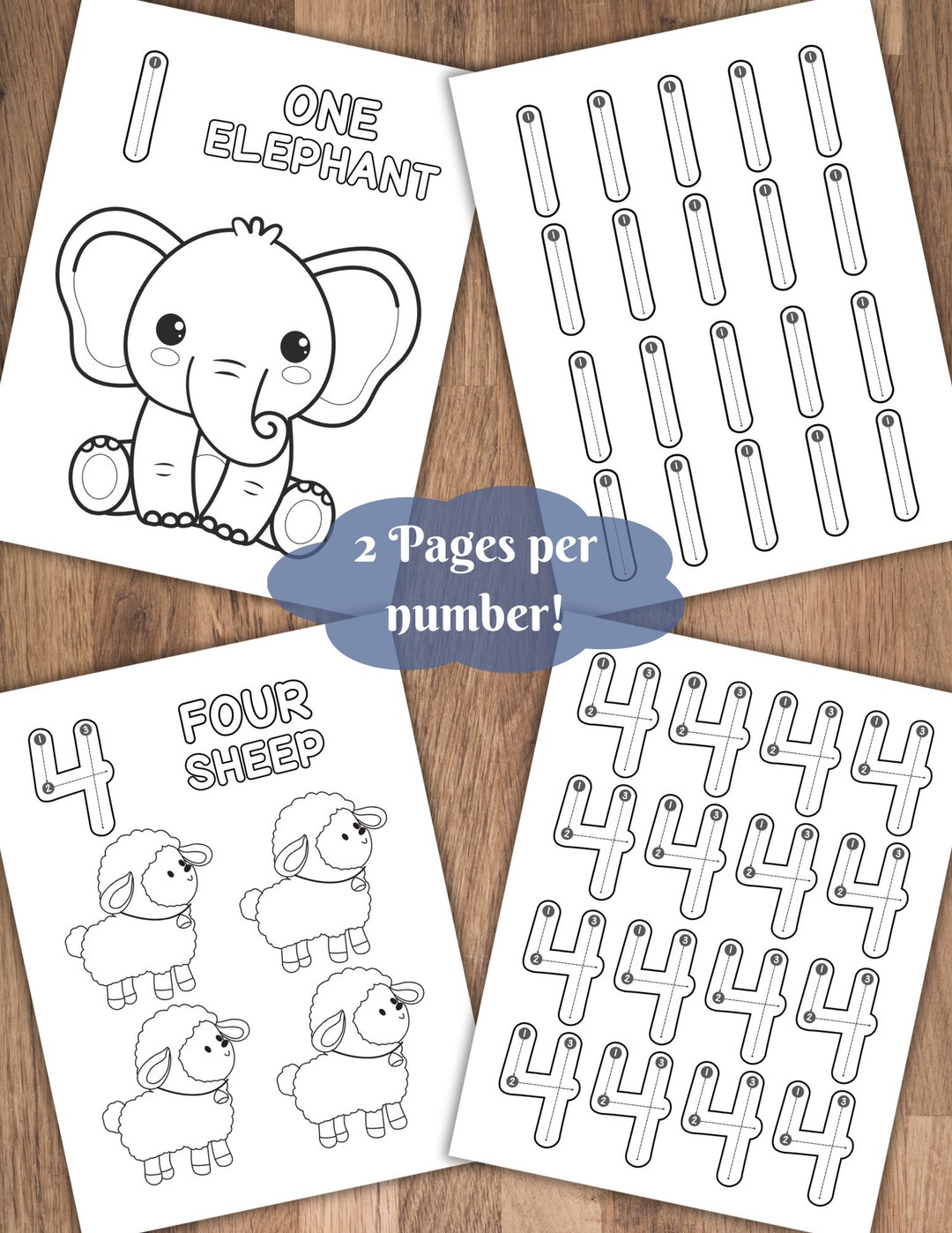 Animal Number Tracing & Coloring Pages 1–10 | Counting, Printable PDF ...