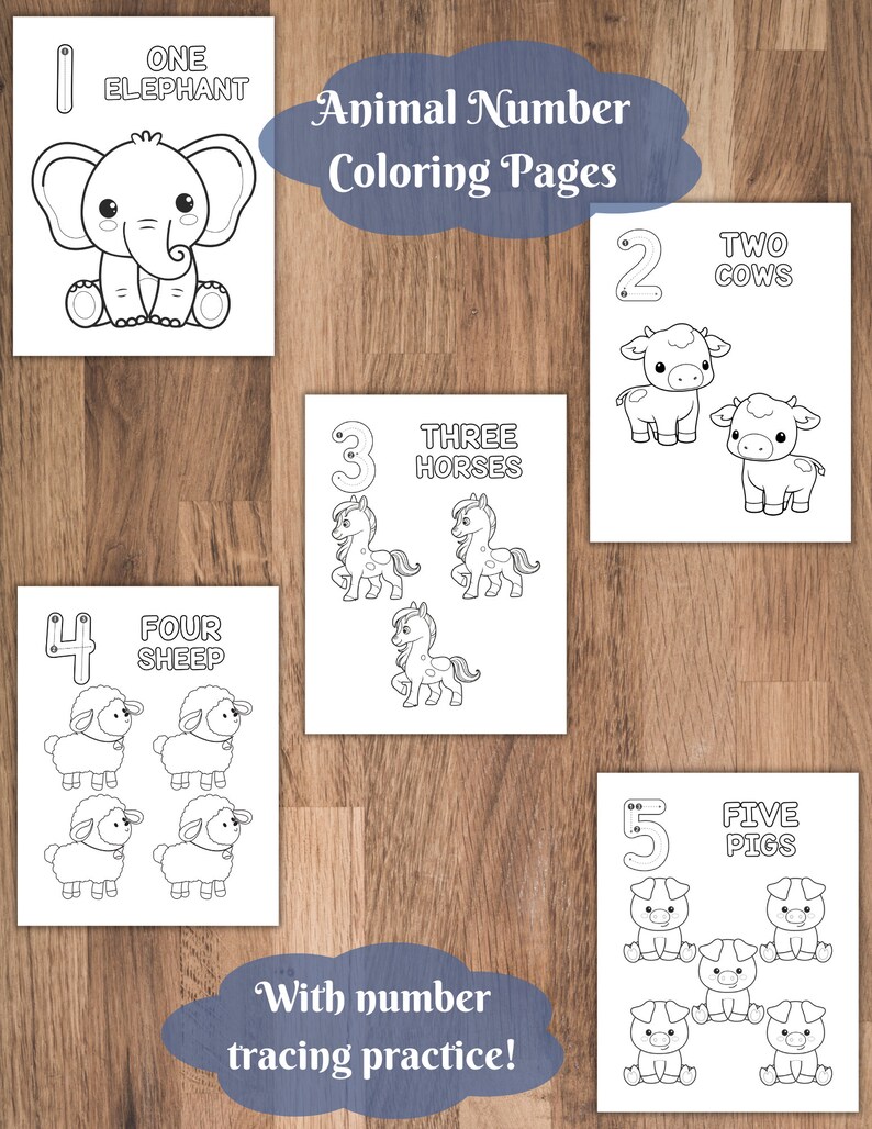 Animal Number Tracing & Coloring Pages 1–10 | Counting, Printable PDF ...