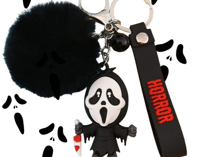 Adorable Ghost Face Scream Character Keychain With Wristlet With Small ...
