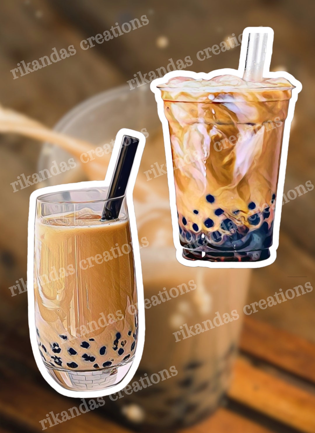 Boba Realistic Cartoon Sticker | Bubble Tea, Milk Tea | Bubble Tea ...