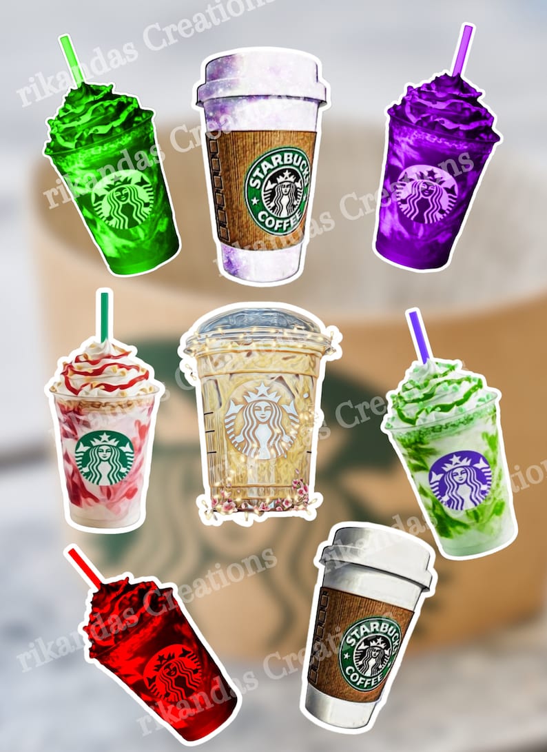 Starbucks Coffee Stickers | Galaxy | to Go Cup | Red | Purple | Green ...