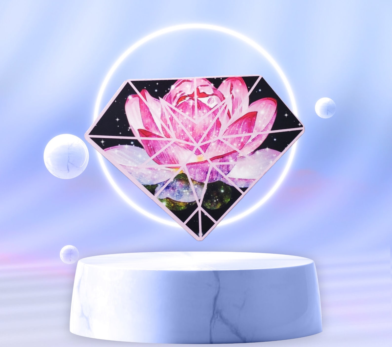 Pink Galaxy Starry Night Lotus Flower Glossy Sticker - Etsy