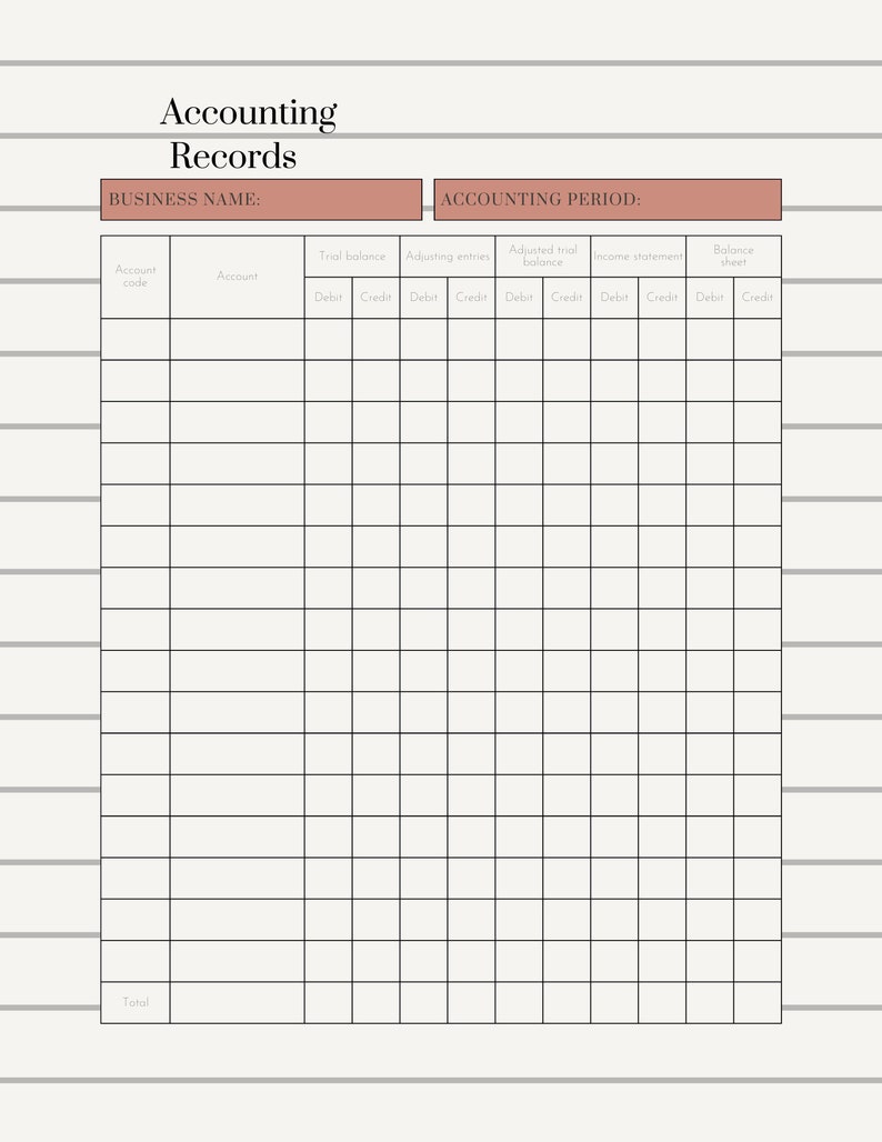 Accounting Ledger, Printable Logbook Accounting Sheets and Money ...