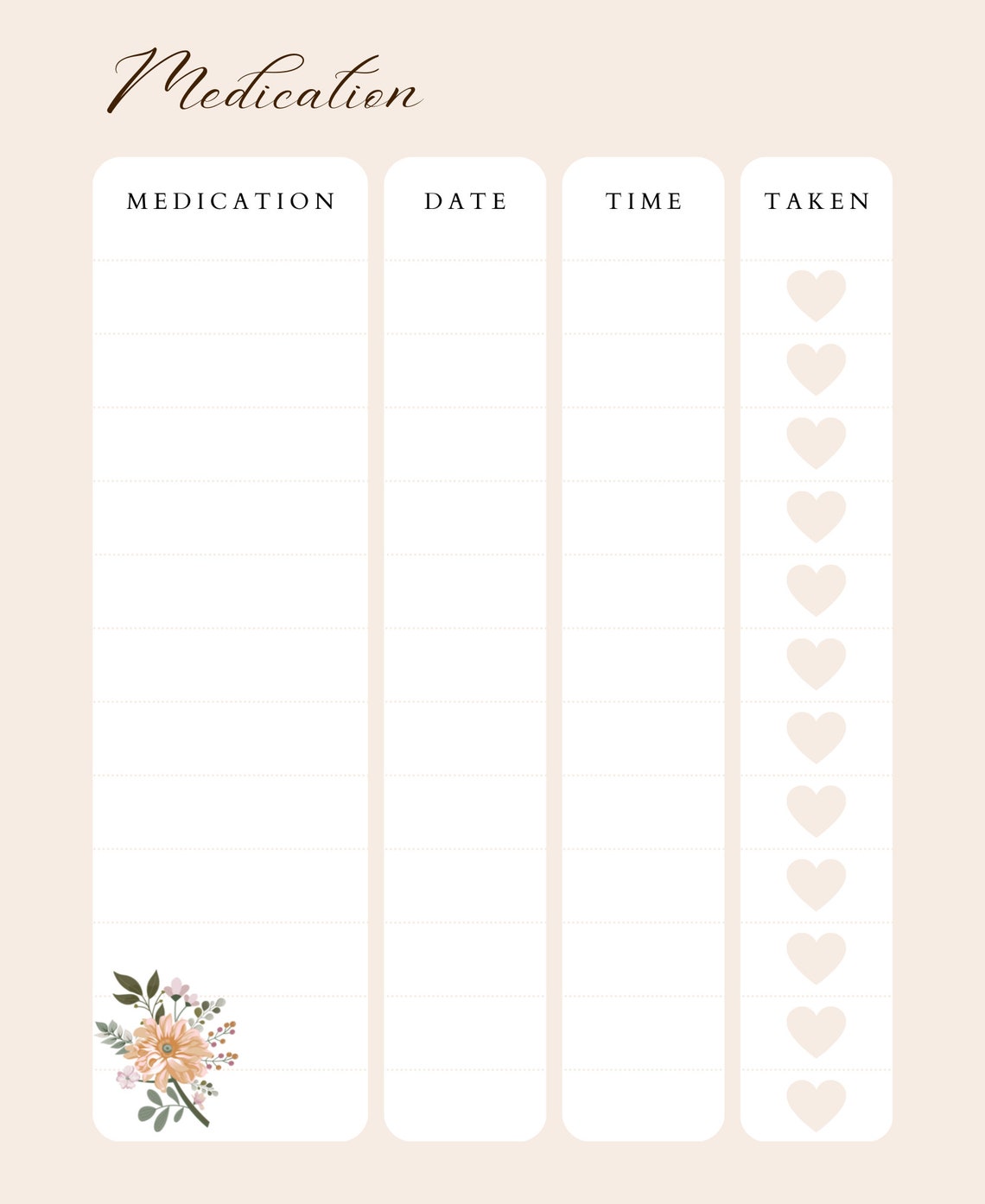 Medication Tracker, Medication Log, Medical Information Binder Insert ...