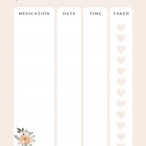 Medication Tracker, Medication Log, Medical Information Binder Insert ...