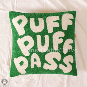 Puff Puff Pass Punch Needle Pillow Cover Handwoven Throw Pillow Unique ...