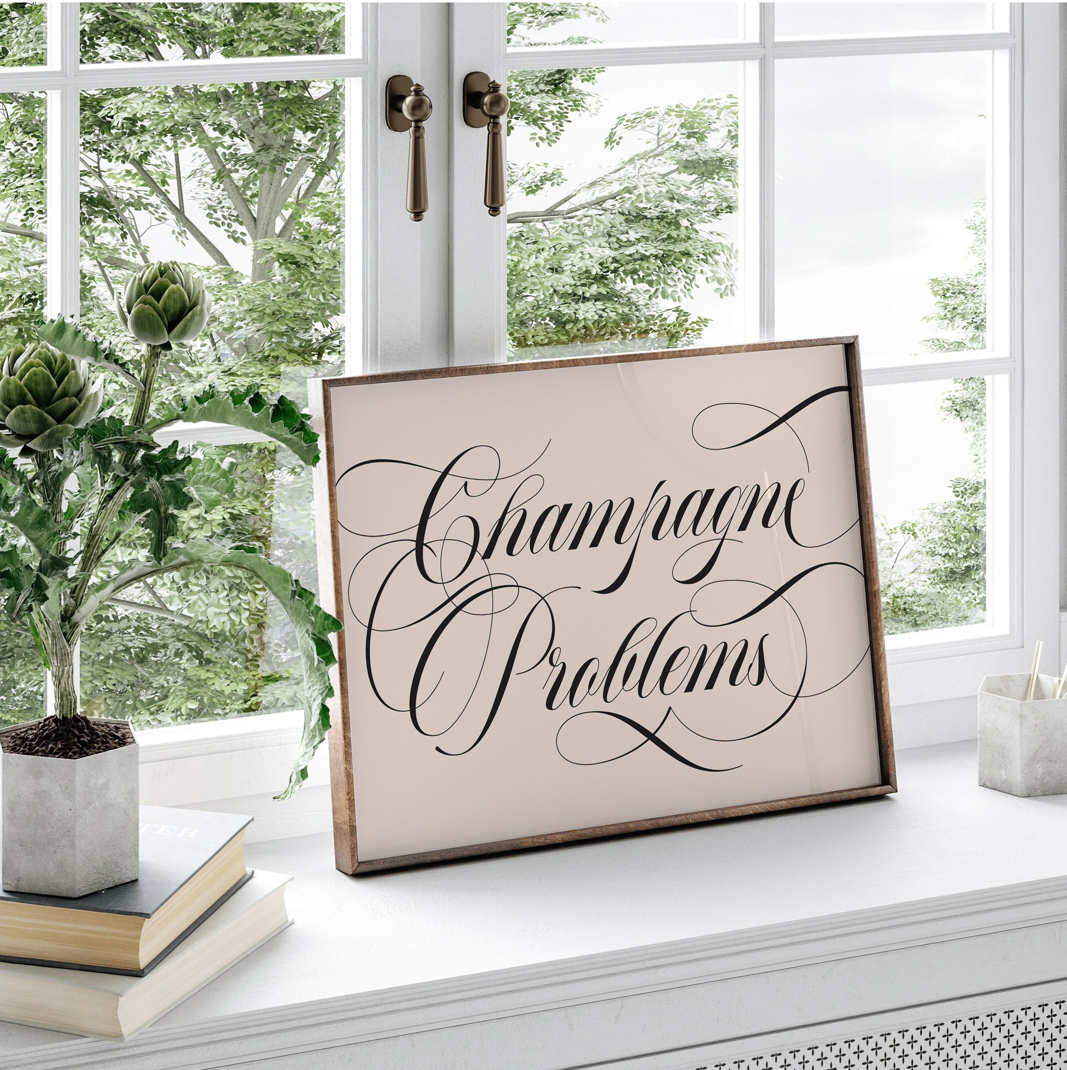 Champagne Problems Wall Art Print | Elegant Typography Quote Printable ...