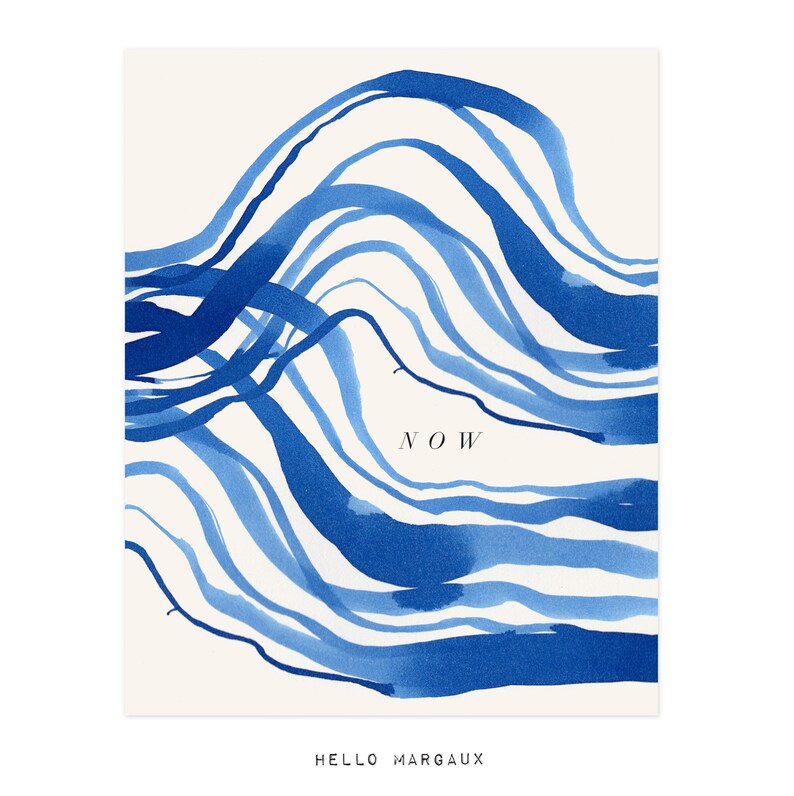 Abstract Waves Wall Art Print | Royal Blue Watercolor Wave Wall Decor ...
