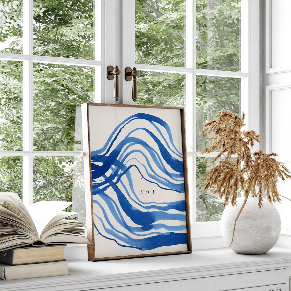 Abstract Waves Wall Art Print Royal Blue Watercolor Wave Wall Decor NOW ...