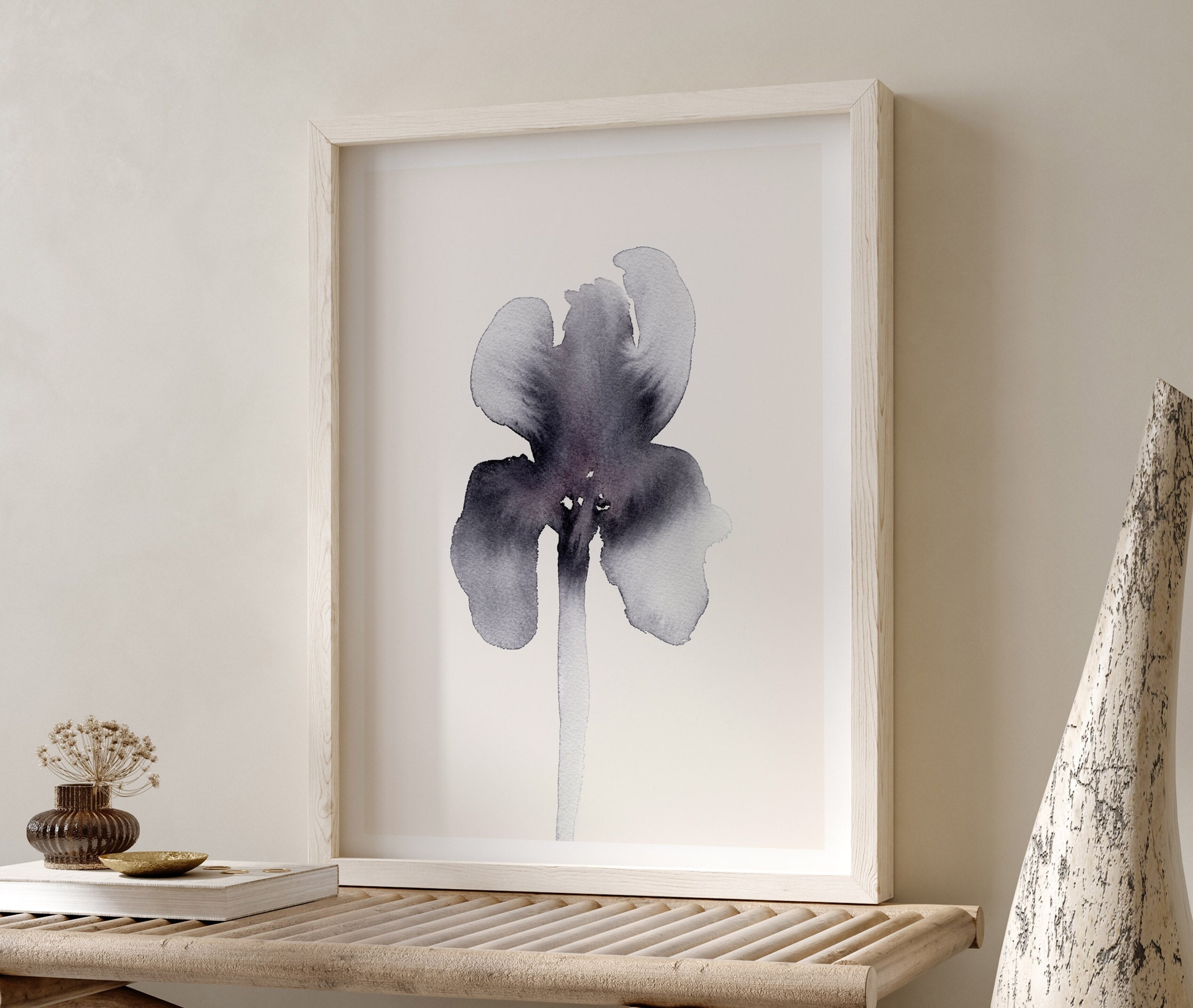 Hand Painted Watercolor Flower Original Abstract Iris Flower - Etsy