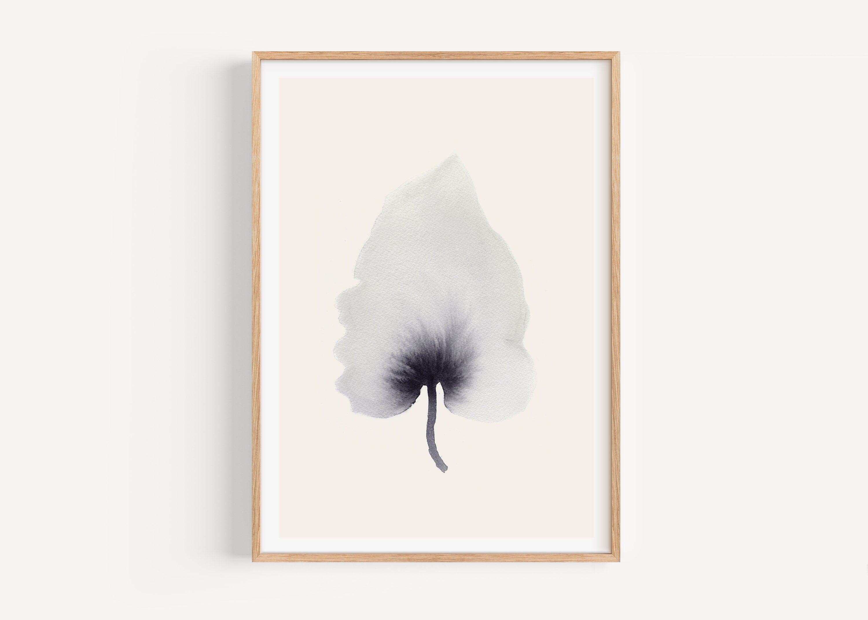 Black White Wall Art | PRINTABLE Handmade Leaf Painting | Original ...