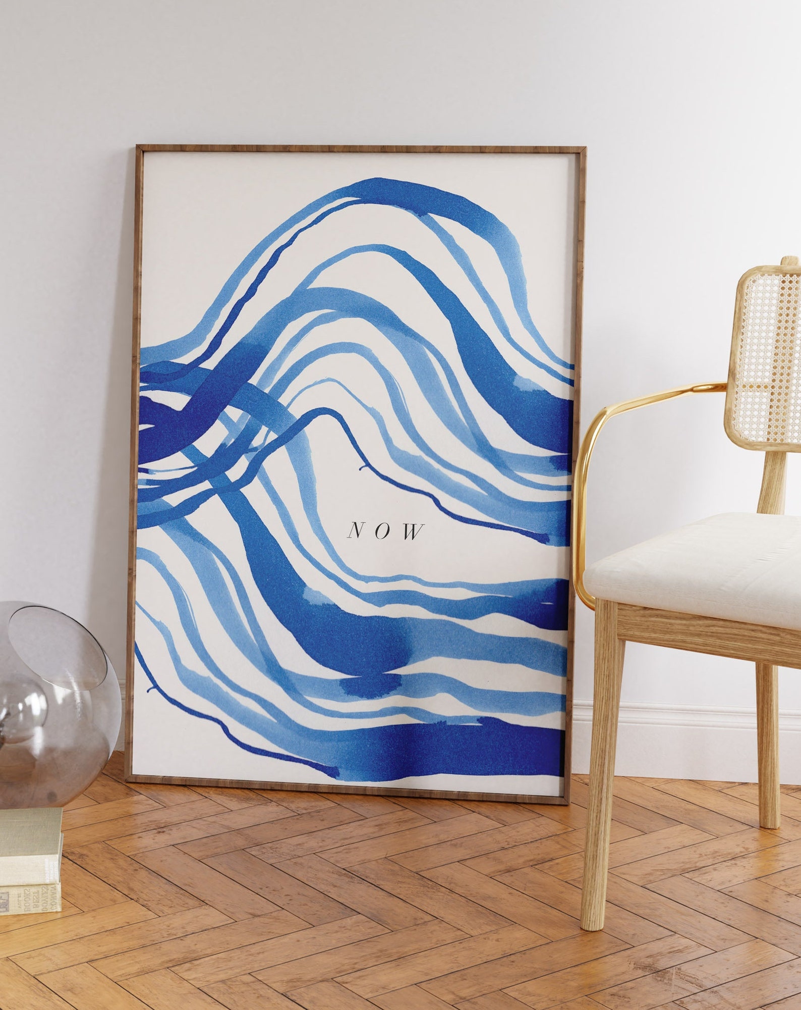 Abstract Waves Wall Art Print Royal Blue Watercolor Wave Wall Decor NOW ...