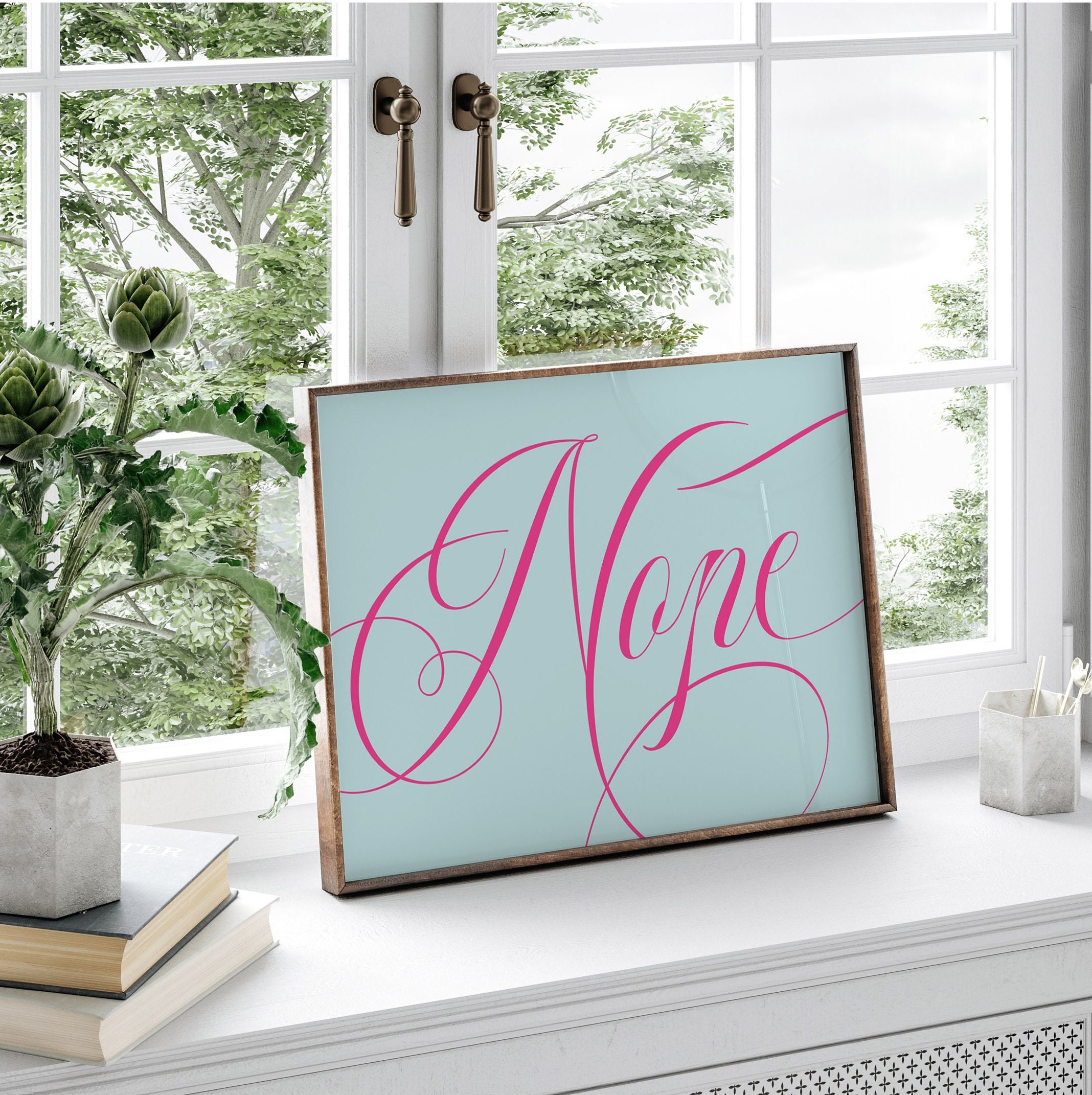 Nope Typography Wall Art Print Funny Quote Home Decor Printable Poster ...