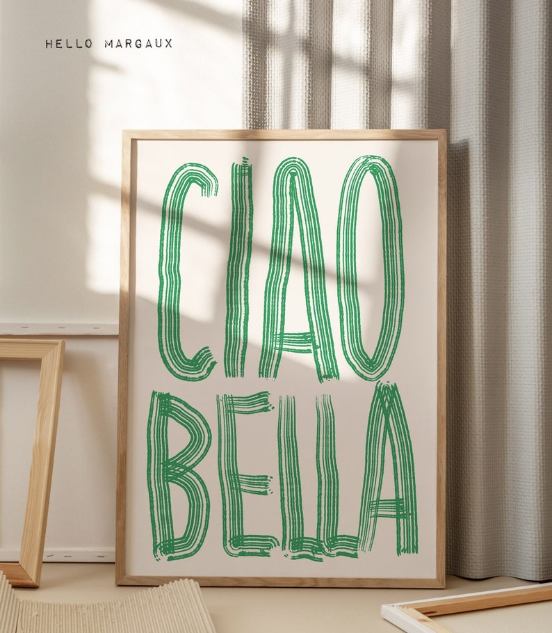 Ciao Bella Quote Wall Art Print Italian Saying Hand Made - Etsy
