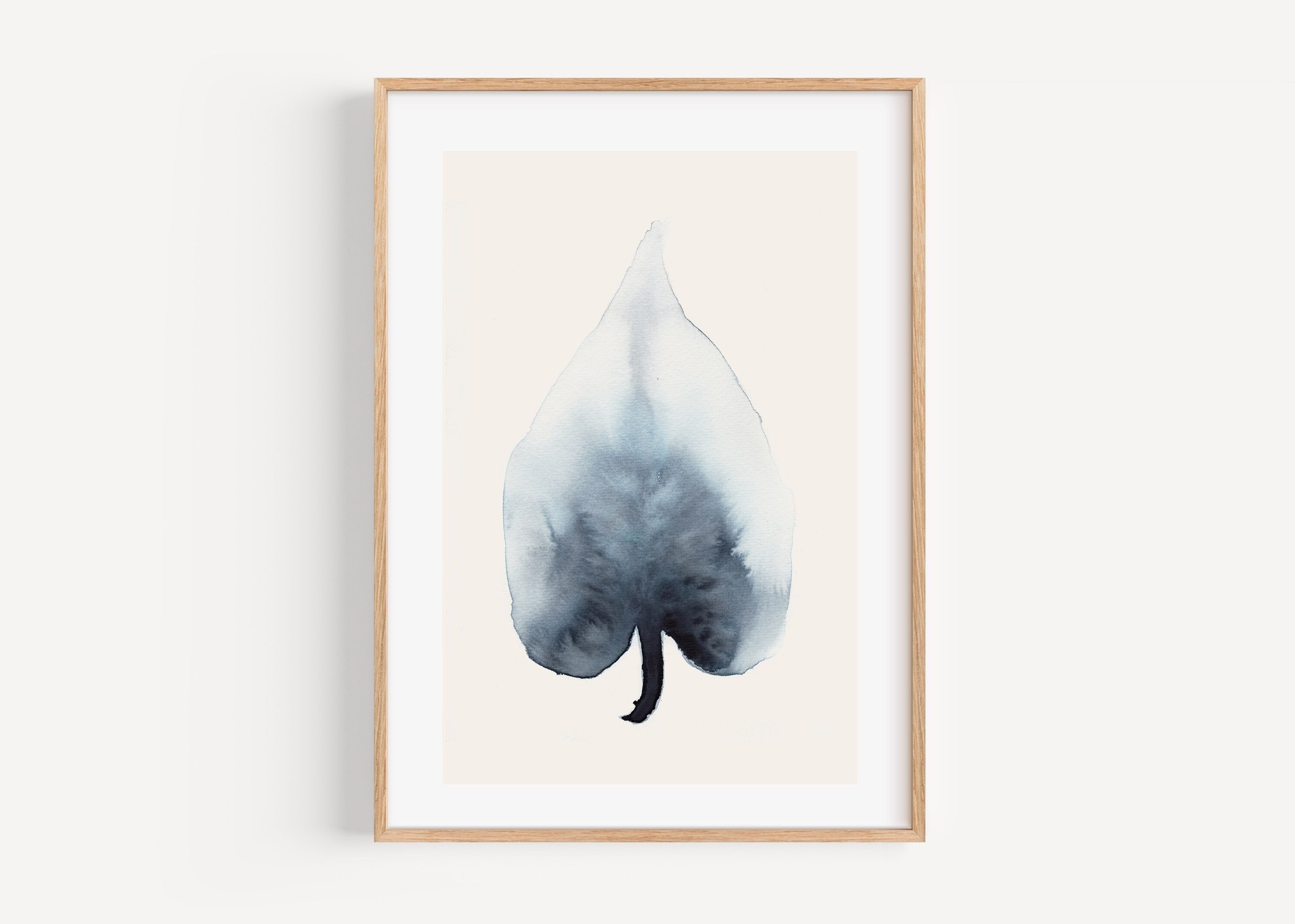 Blue Leaf Wall Art | PRINTABLE Hand Made Leaf Painting | Original ...