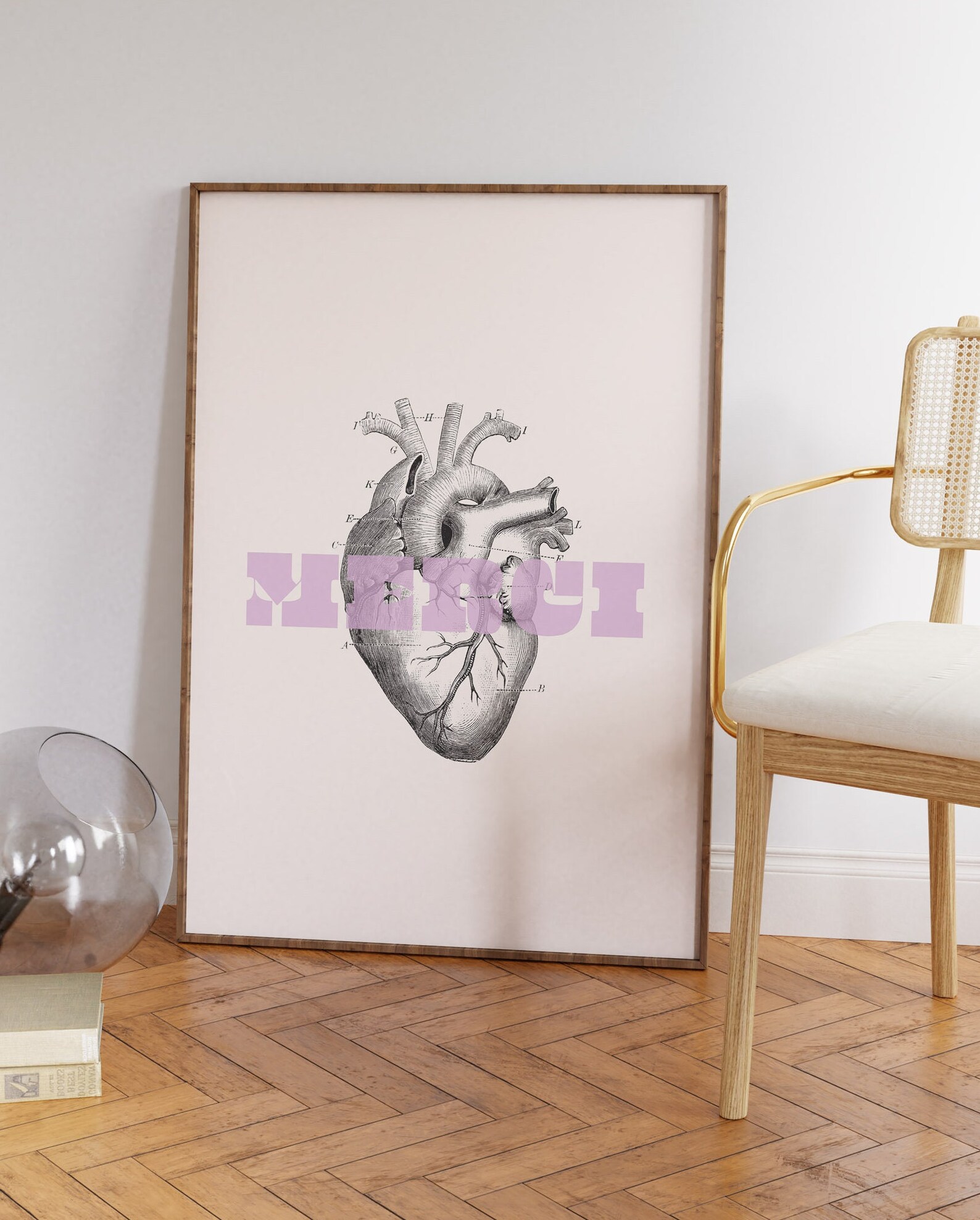 Merci Wall Art Print French Thank You Quote With Human Heart Anatomy ...