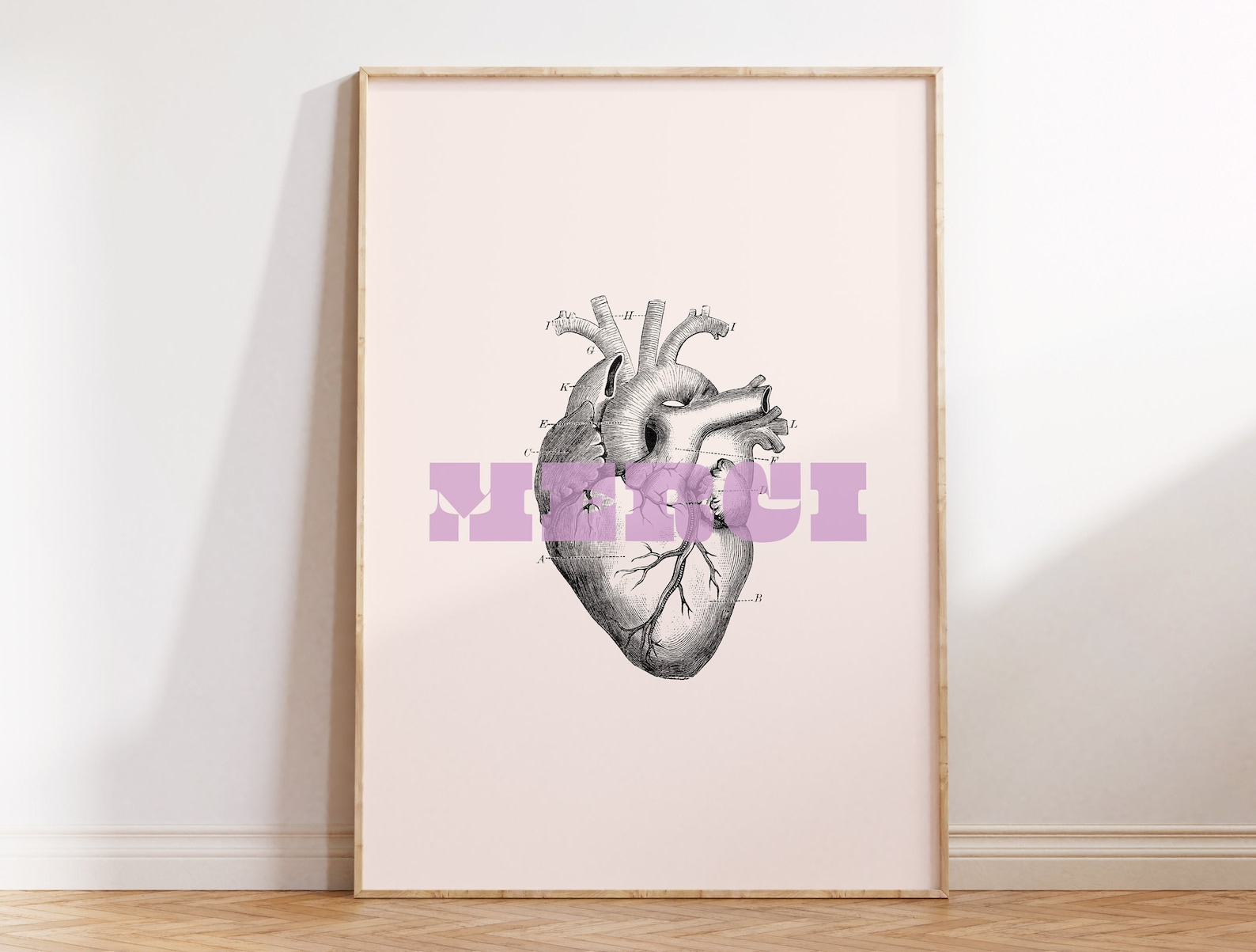 Merci Wall Art Print | French Thank You Quote With Human Heart Anatomy ...