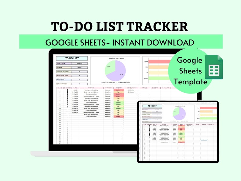 To Do List Spreadsheet Template Daily to Do List Productivity - Etsy