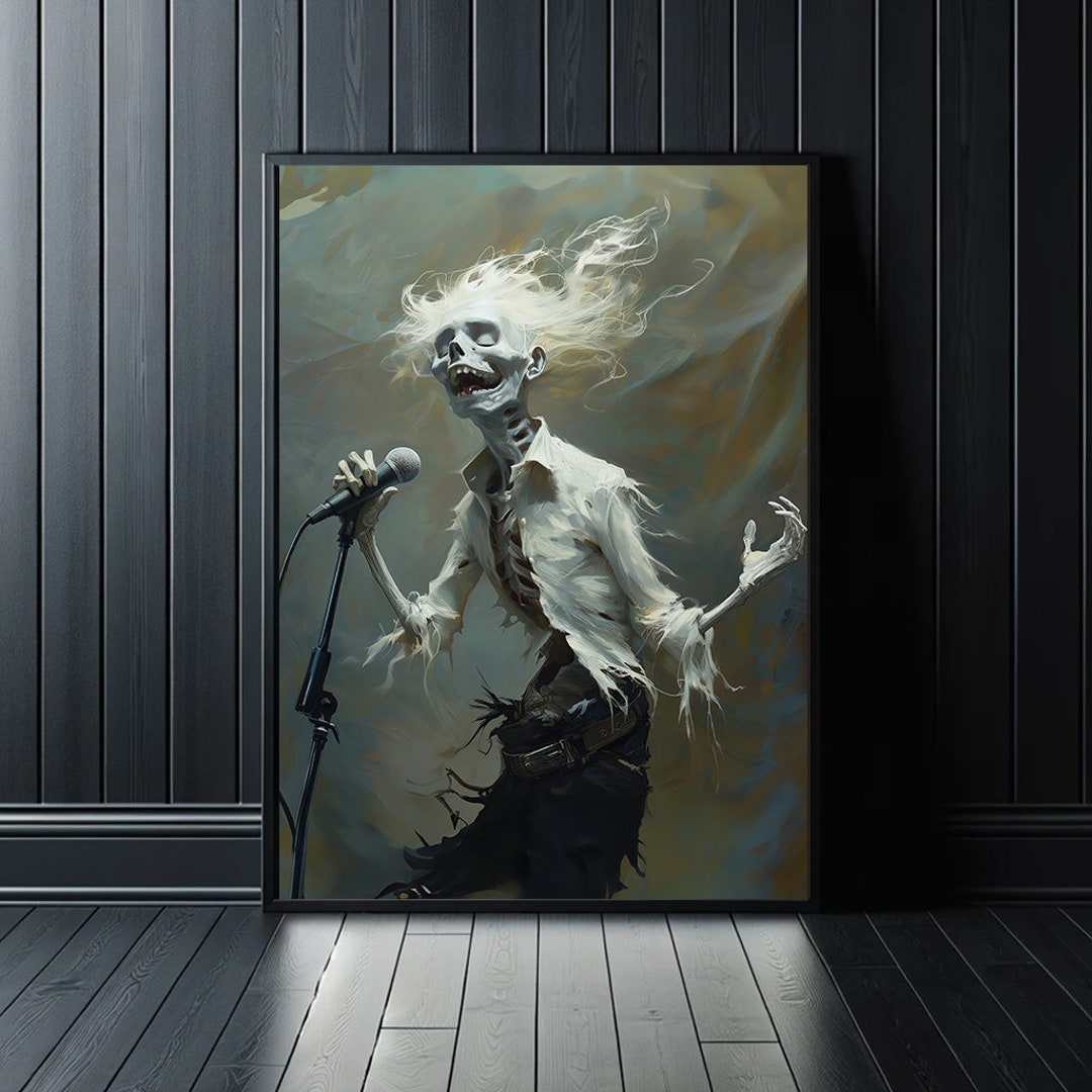Skeleton Singer Artwork Gothic Wall Decor Musician Artwork Gothic ...