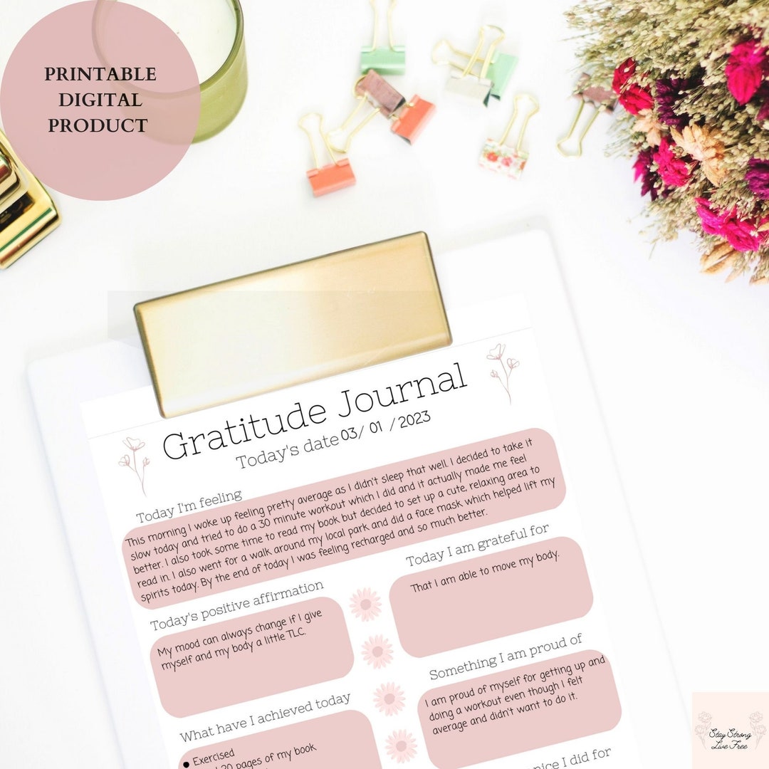 Printable Gratitude Journal Daily Reflection Goals Journal Digital ...