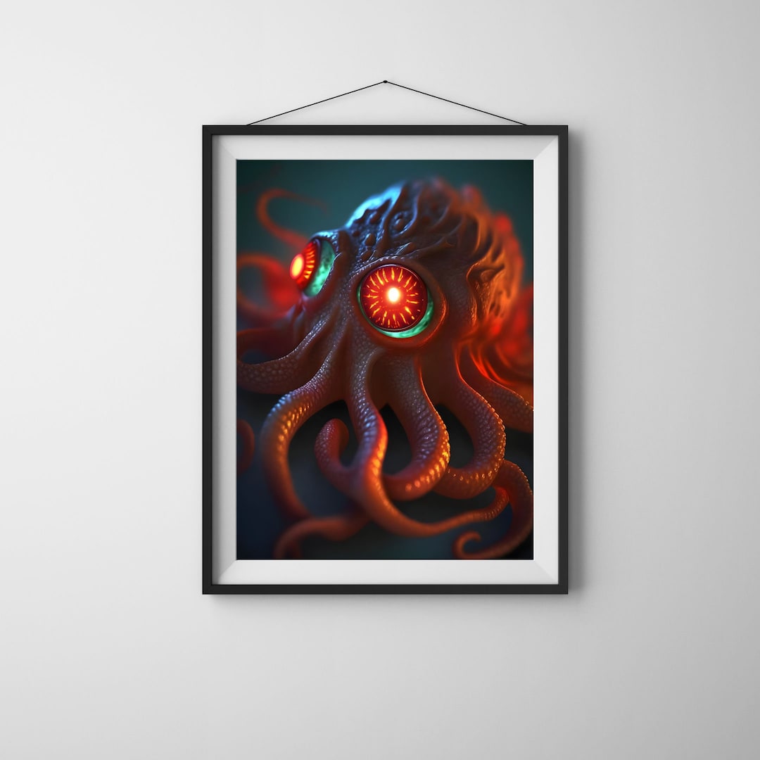 Eldritch Octopus Digital Art for Print 11x14 Creepy Poster of an ...