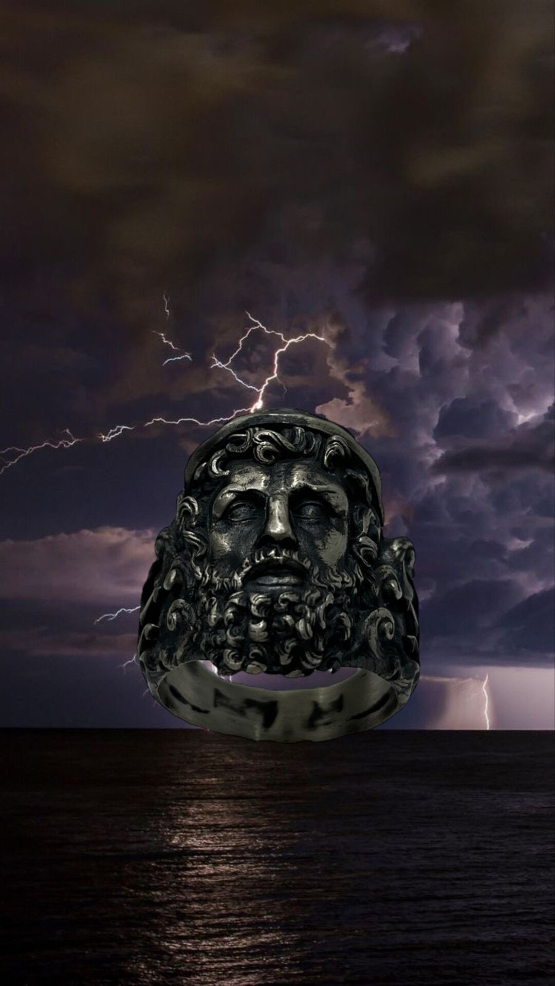 Poseidon Silver Oxidized Ring 925, Sea of God Silver Ring, Gift for ...