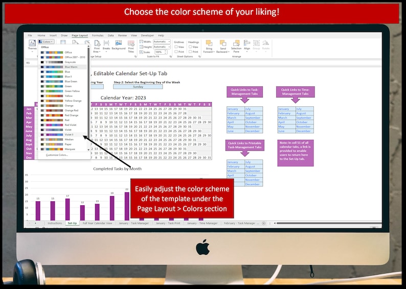 2025 Excel Calendar, Any Year Calendar, Editable Task Manager ...