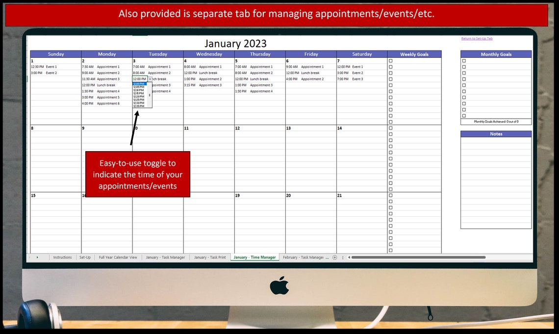 2024 Excel Calendar, Any Year Calendar, Editable Task Manager ...
