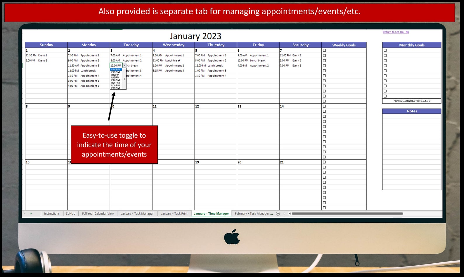 2025 Excel Calendar, Any Year Calendar, Editable Task Manager ...