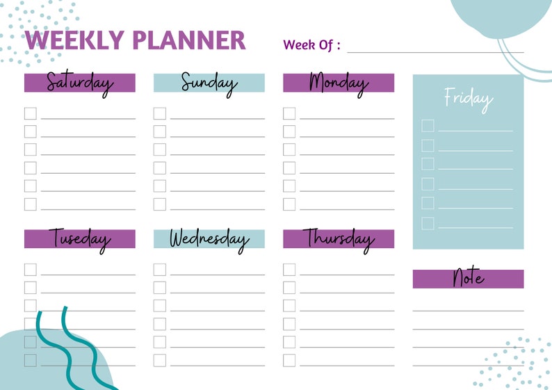 Printable Weekly Planner A4 - Etsy