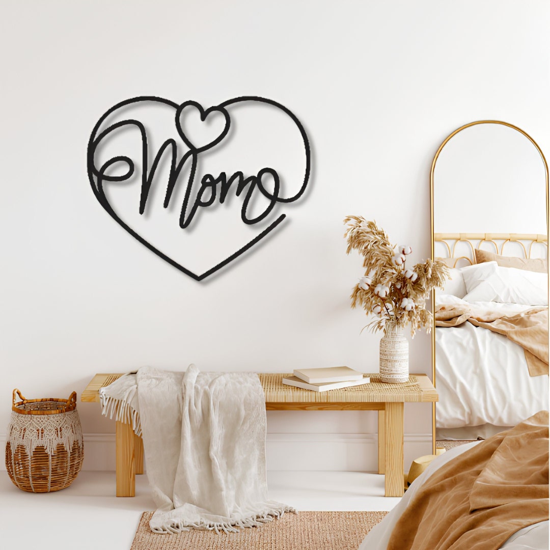 Mom Metal Wall Decor I Love You Mom Wall Decor Heart Symbol Etsy
