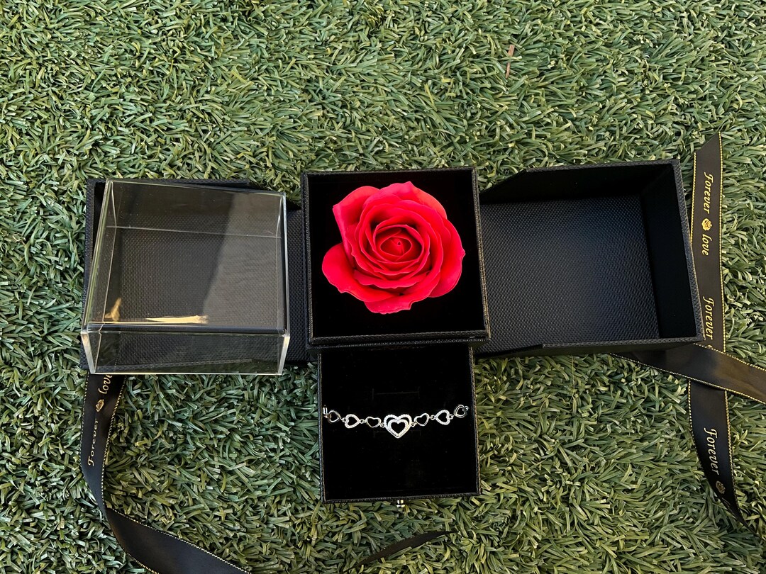 Gift for Her-preserved Rose Jewelry Box- Includes Silver 14k Gold ...