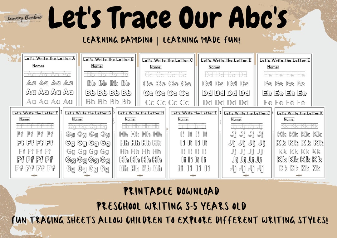 Alphabet Tracing Worksheets Printable Literacy ABC Tracing Letters ...